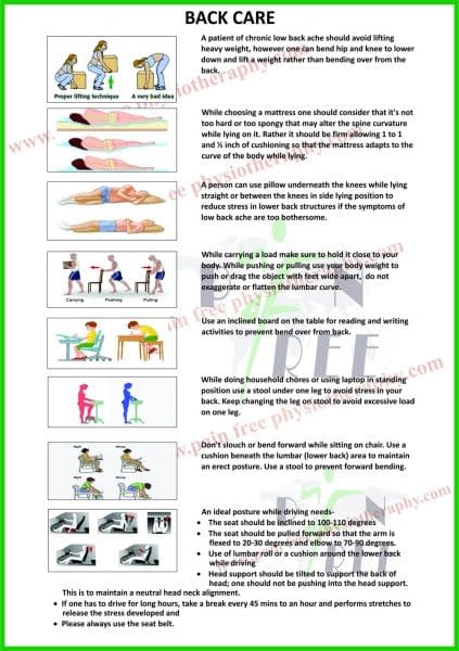 Back Care Chart by Pain Free Physiotherapy | Physiotherapy in Dwarka